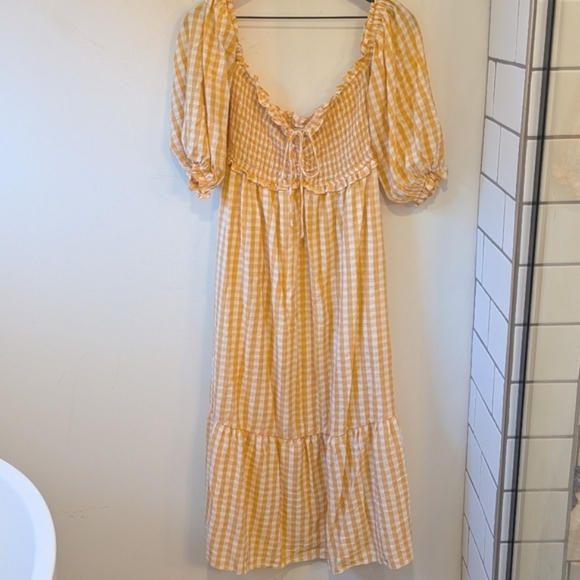 Hello Molly | Dresses | Hello Molly Womens Orange White Plaid Milkmaid ...